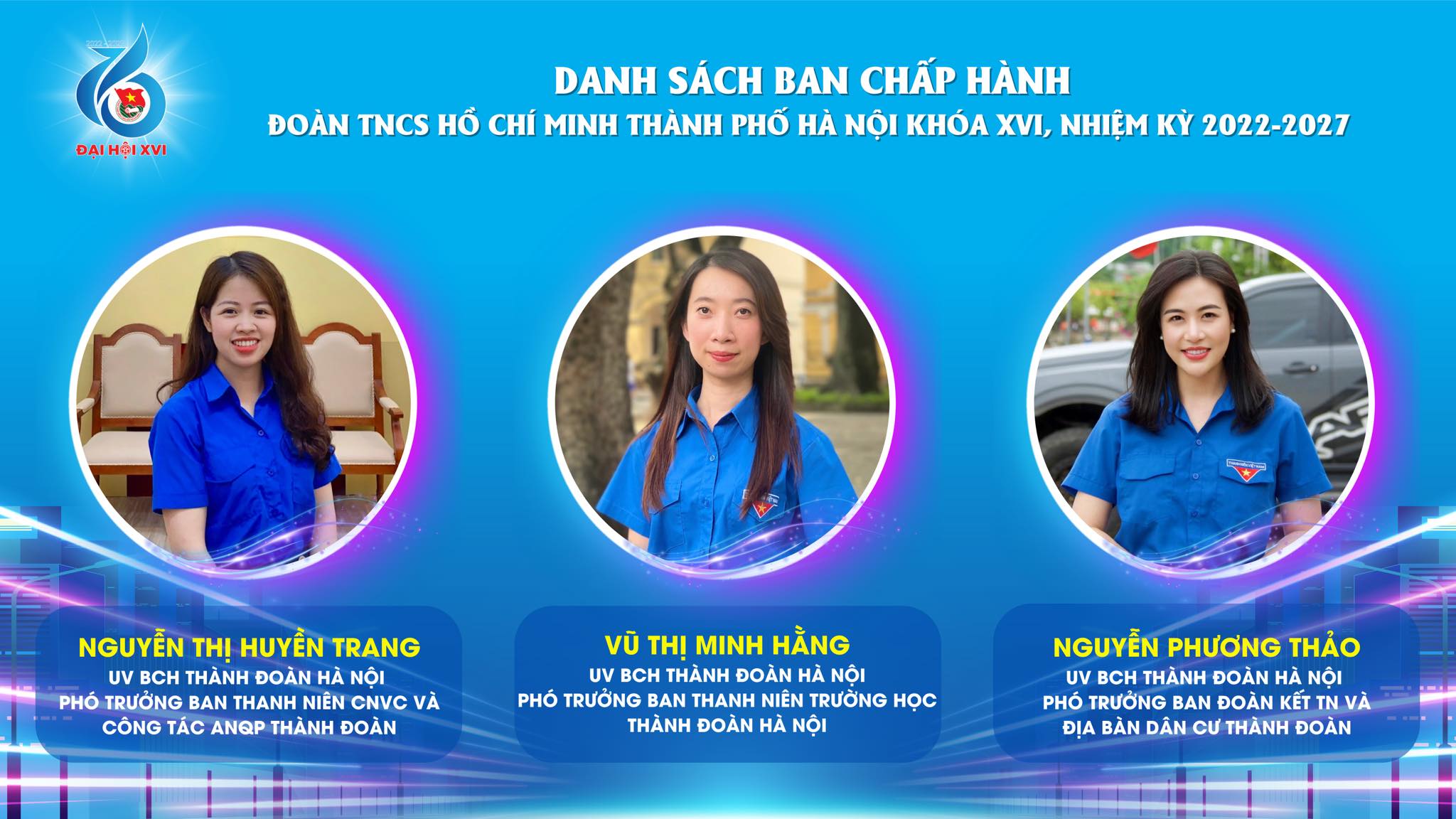 BAN CHẤP HÀNH ĐOÀN TNCS HỒ CHÍ MINH THÀNH PHỐ HÀ NỘI KHOÁ XVI, NHIỆM KỲ 2022 - 2027